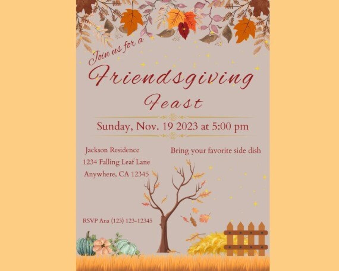 Friendsgiving Feast Editable Invitation, Friendsgiving Thanksgiving ...