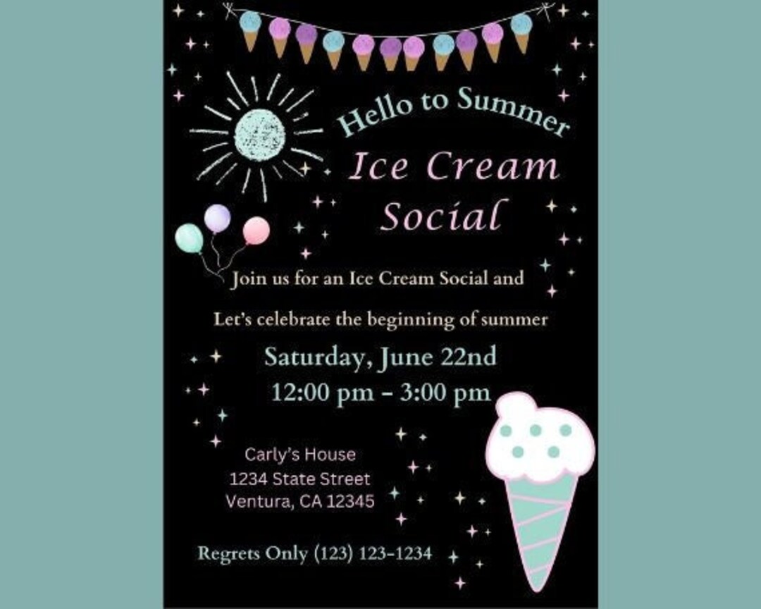 Editable Ice Cream Social Invitation Template (instant Download) - Etsy
