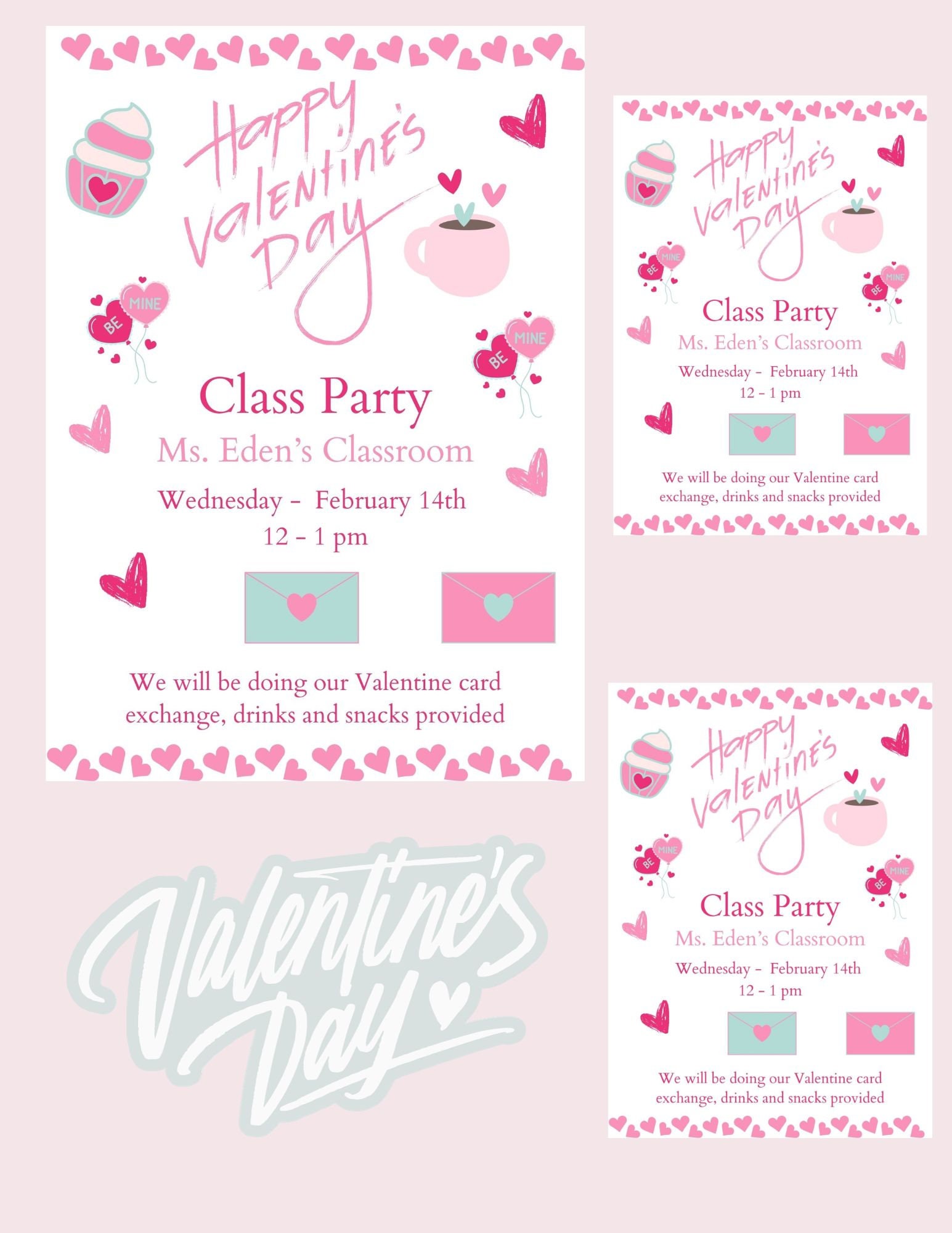 Valentine's Day Class Party Template, Valentine's Class Party Editable ...