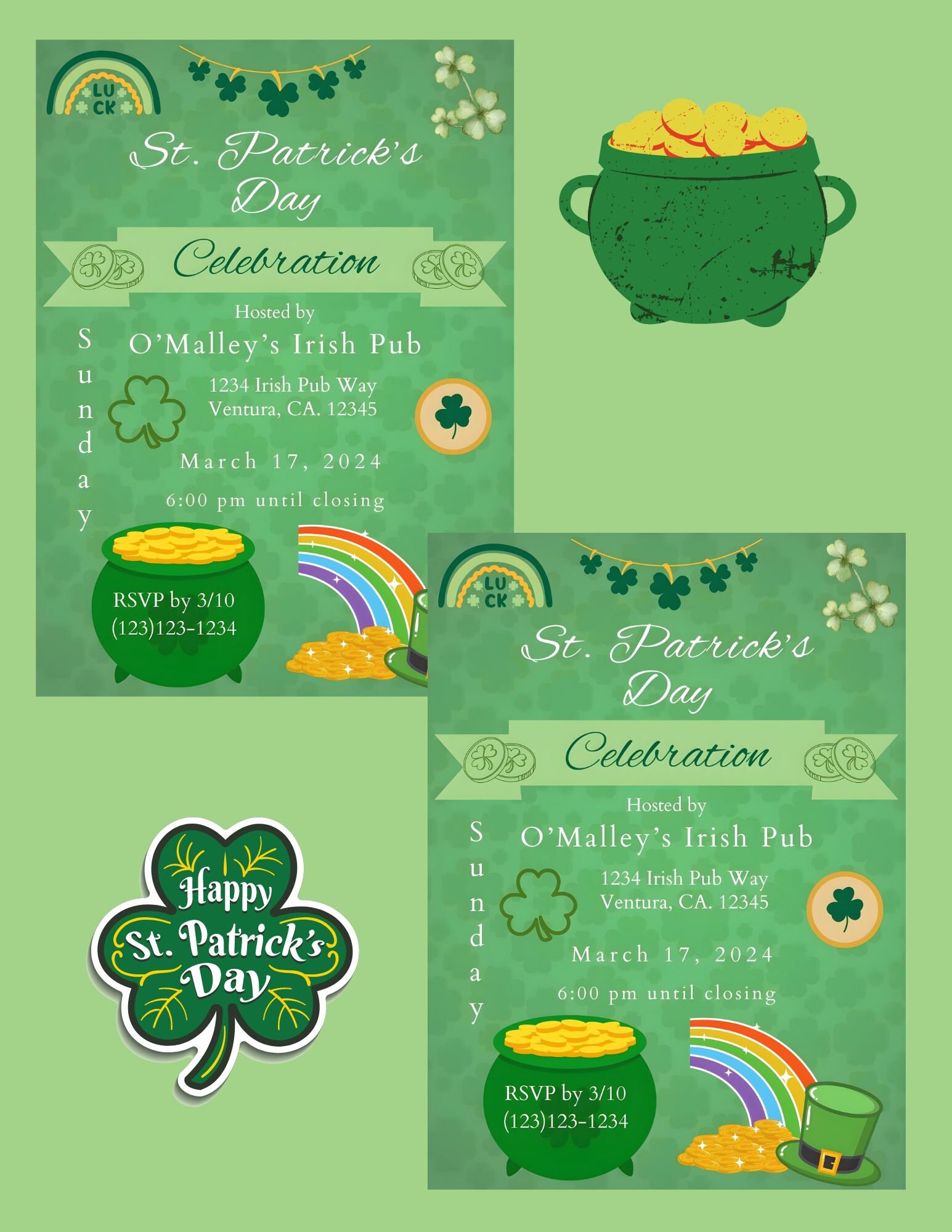 St. Patrick's Day Editable Invitation Template, Editable St. Patrick's ...