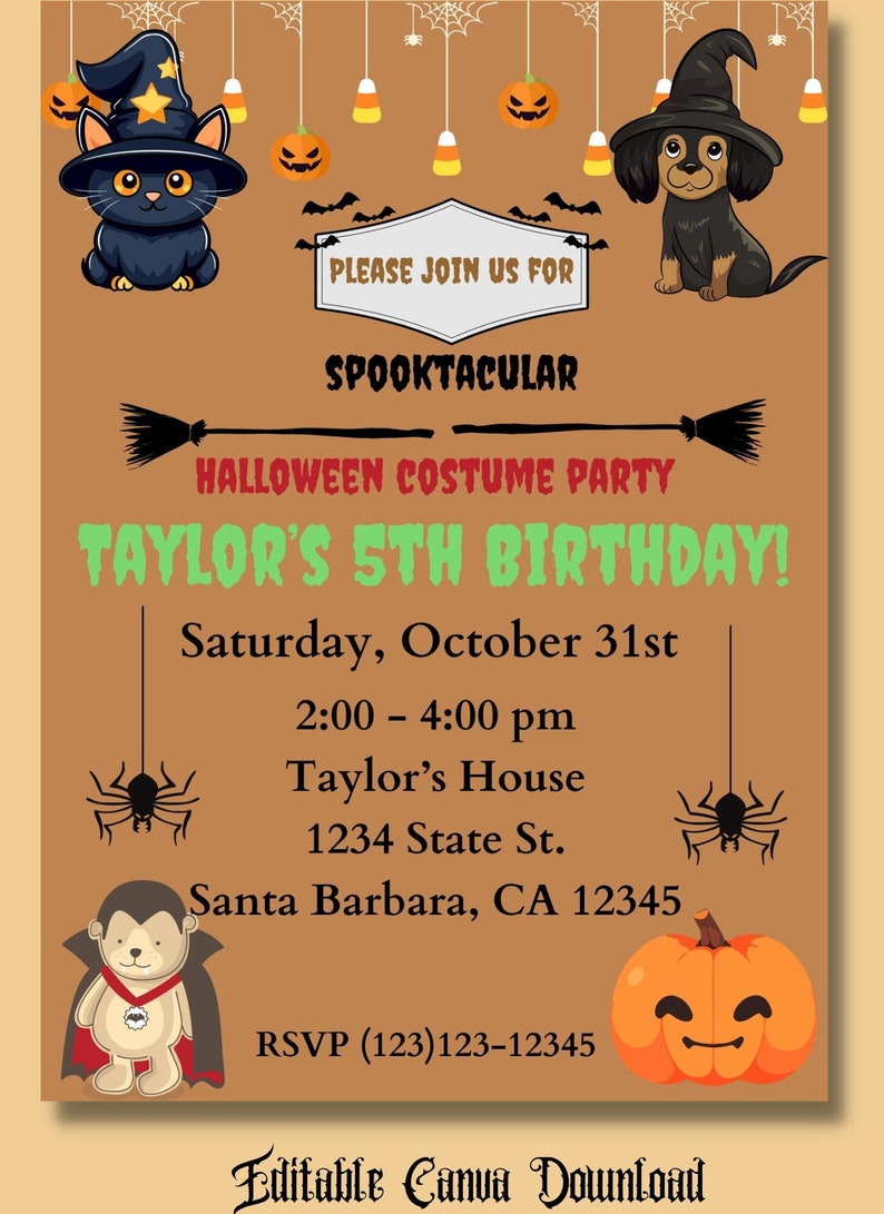 Halloween Costume Birthday Party Invitation Template (editable Digital ...