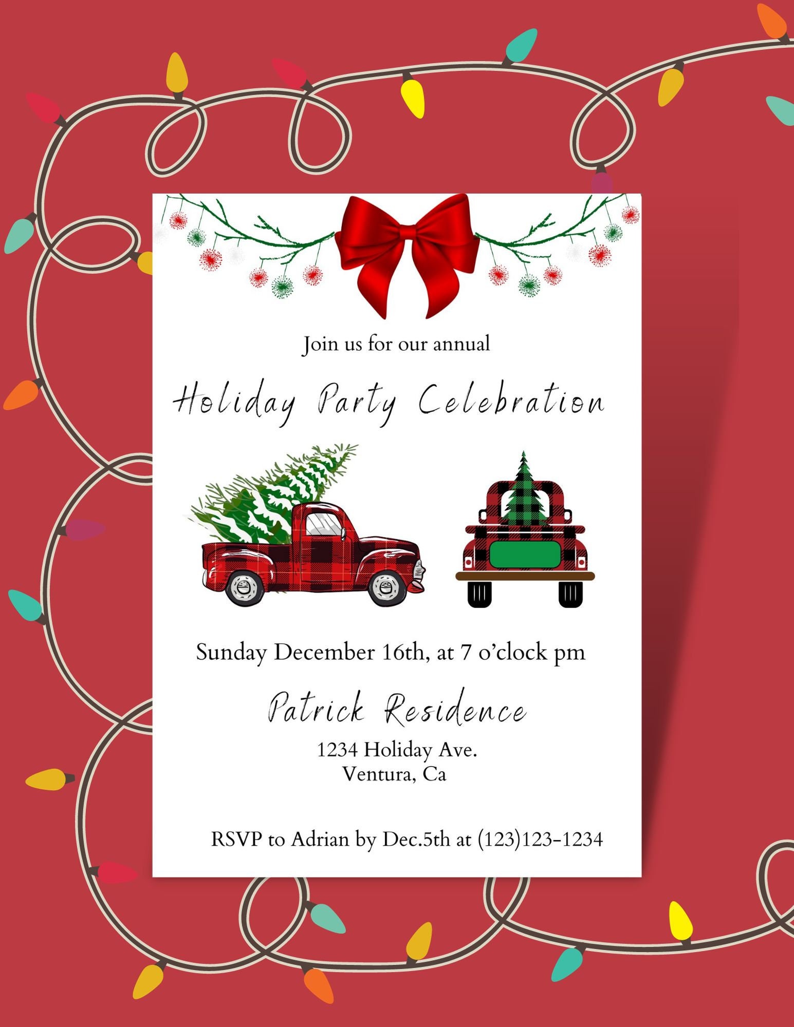 Holiday Celebration Party Editable Invitation Template, Christmas ...