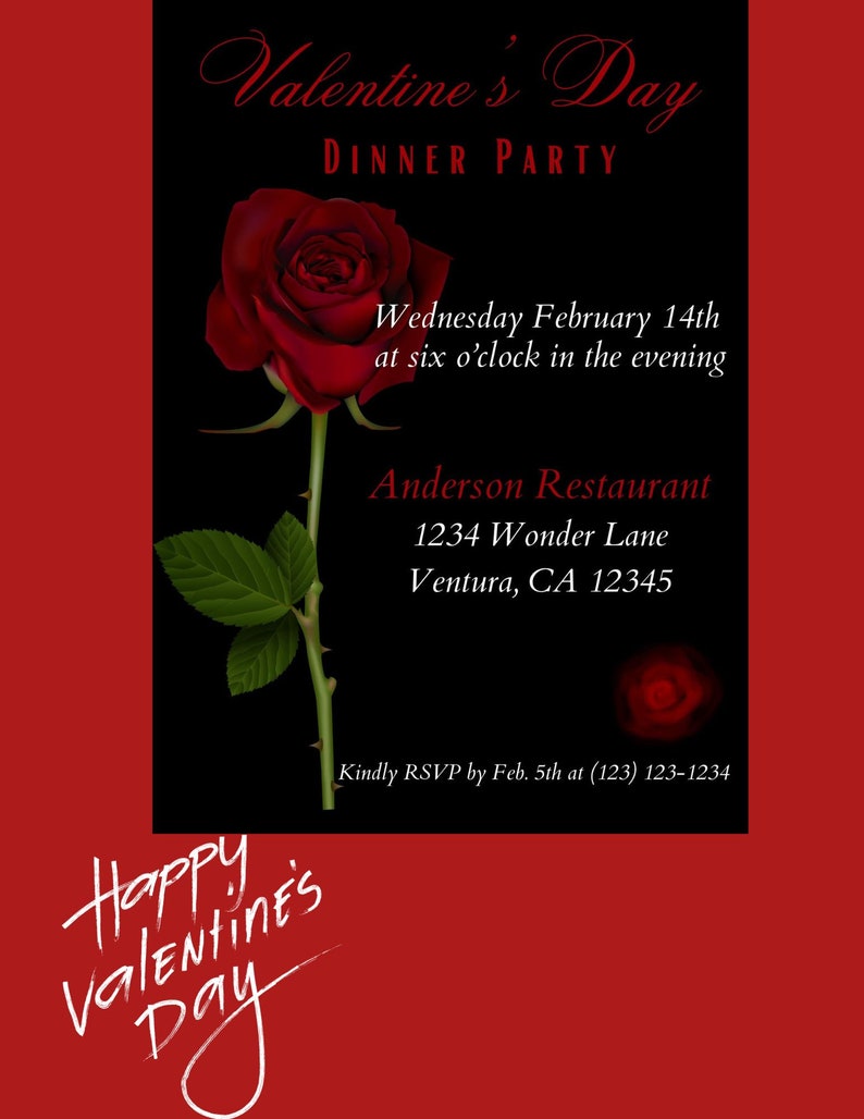Valentine's Day Dinner Template, Valentine's Day Editable Dinner ...