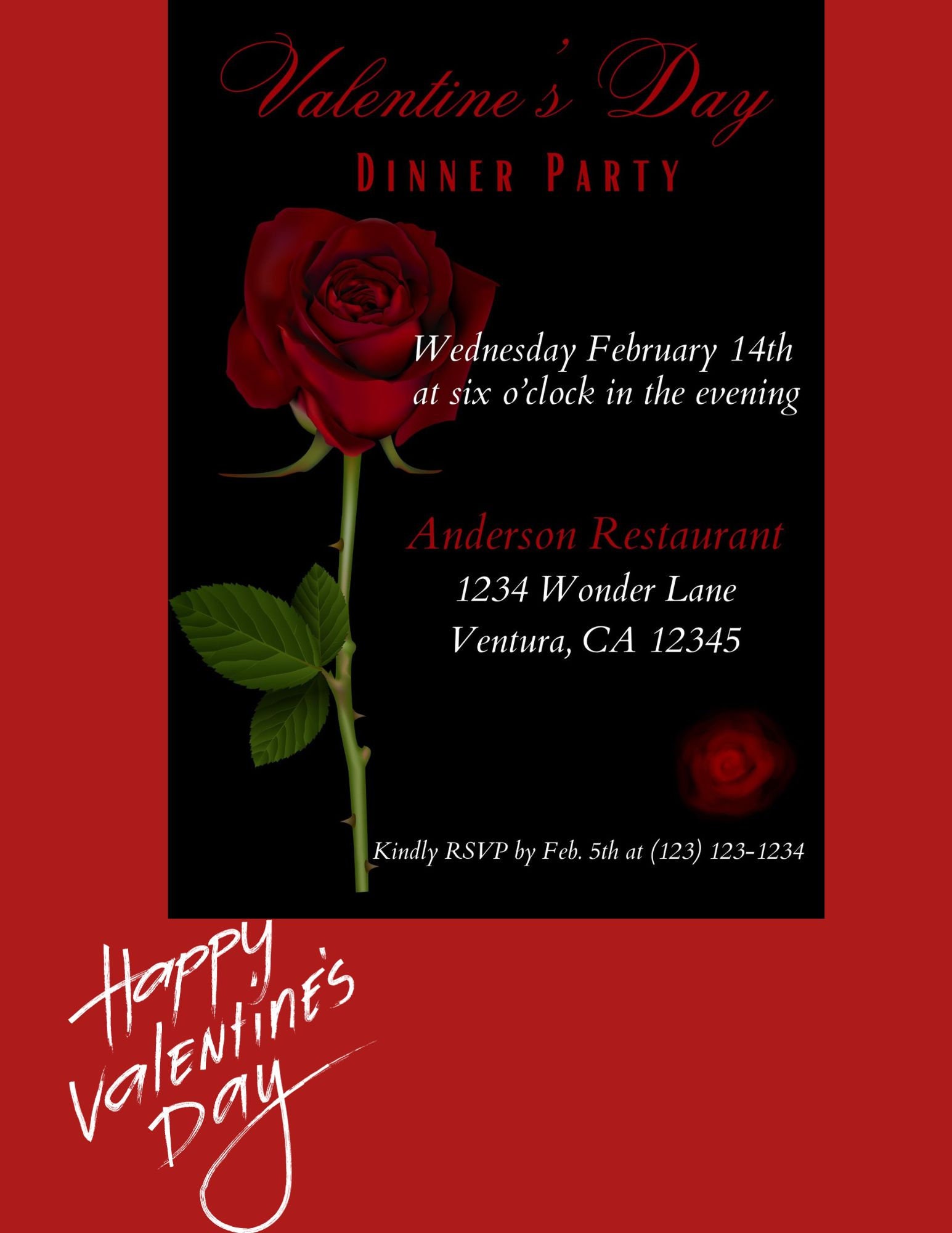 Valentine's Day Dinner Template, Valentine's Day Editable Dinner ...