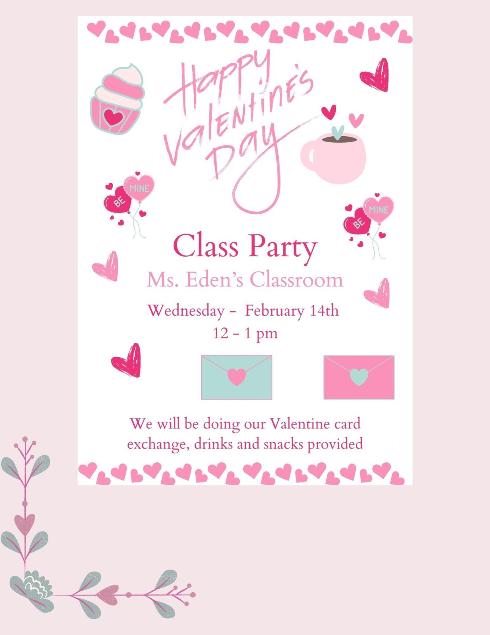 Valentine's Day Class Party Template, Valentine's Class Party Editable ...