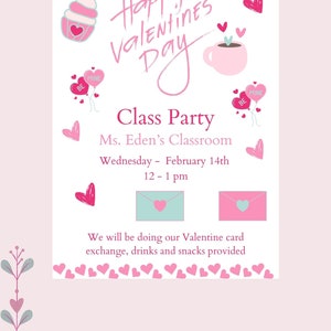 Valentine's Day Class Party Template, Valentine's Class Party Editable ...