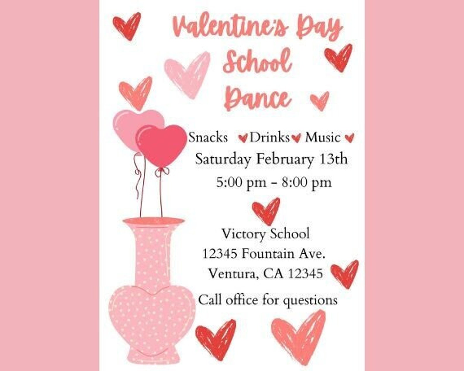 Valentine's Day School Dance Template, Valentine's Day Editable ...