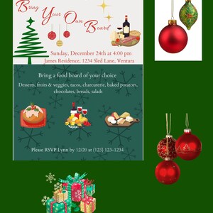 Holiday BYOB Bring Your Own Board Party Invitation Template, Holiday ...