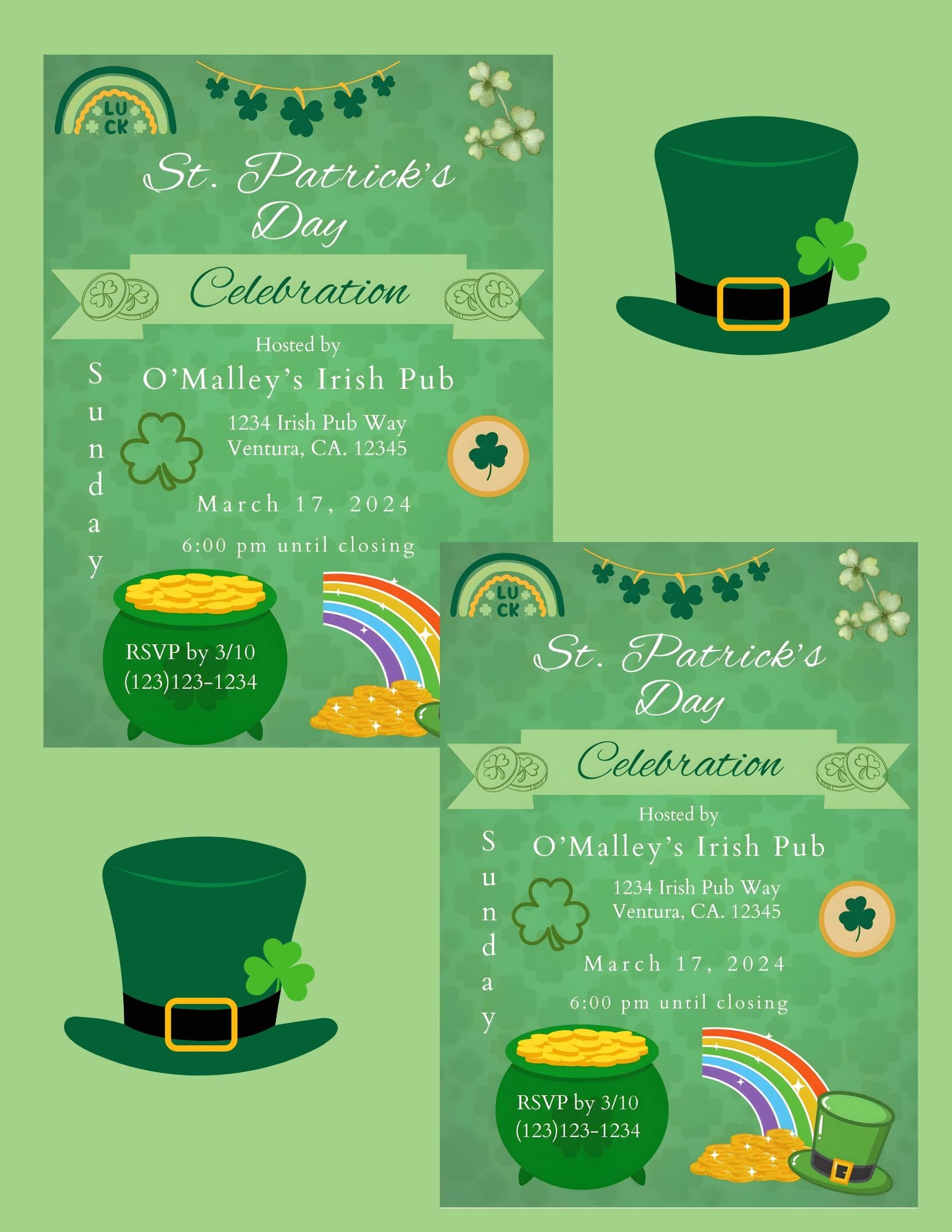 St. Patrick's Day Editable Invitation Template, Editable St. Patrick's ...