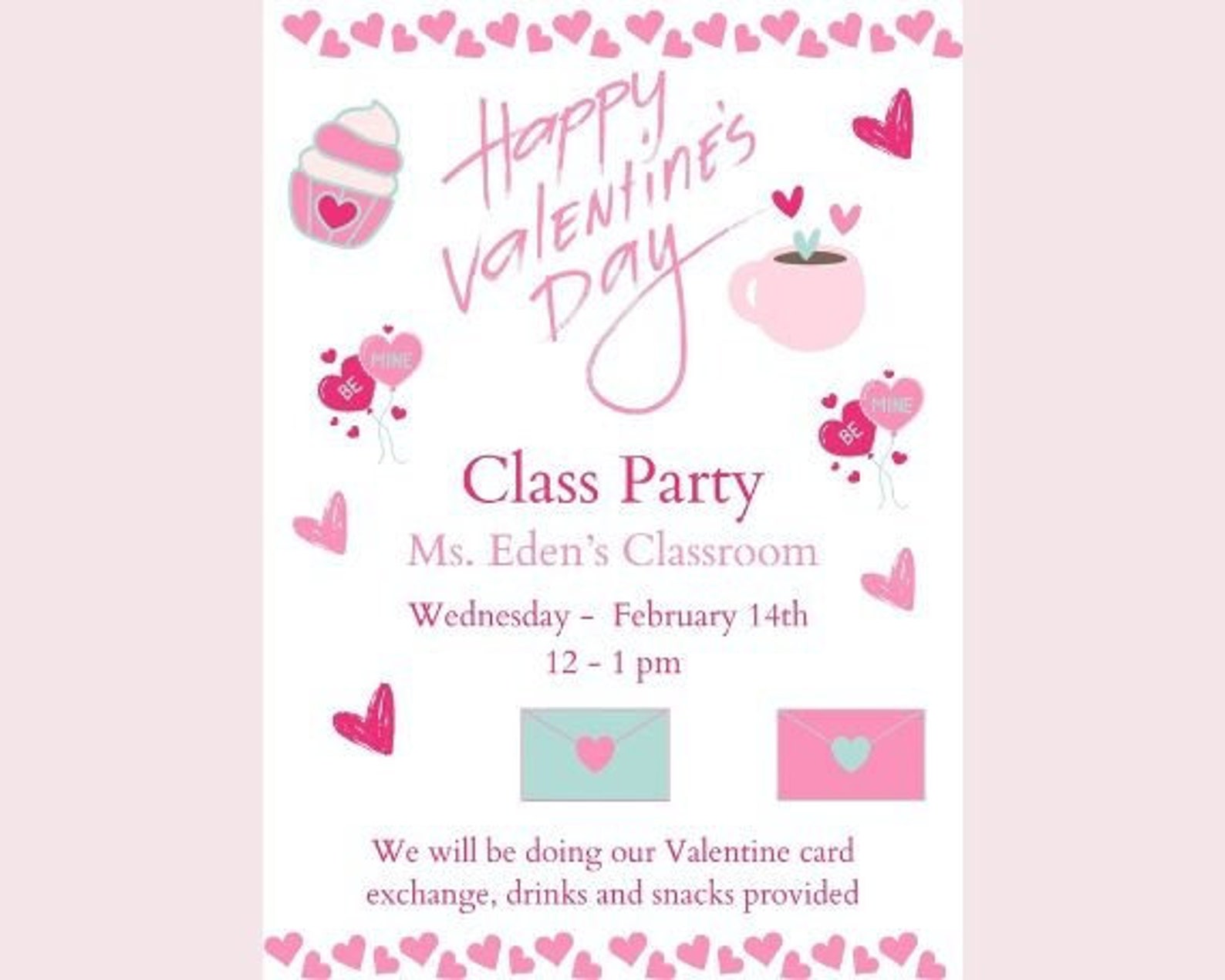 Valentine's Day Class Party Template, Valentine's Class Party Editable ...