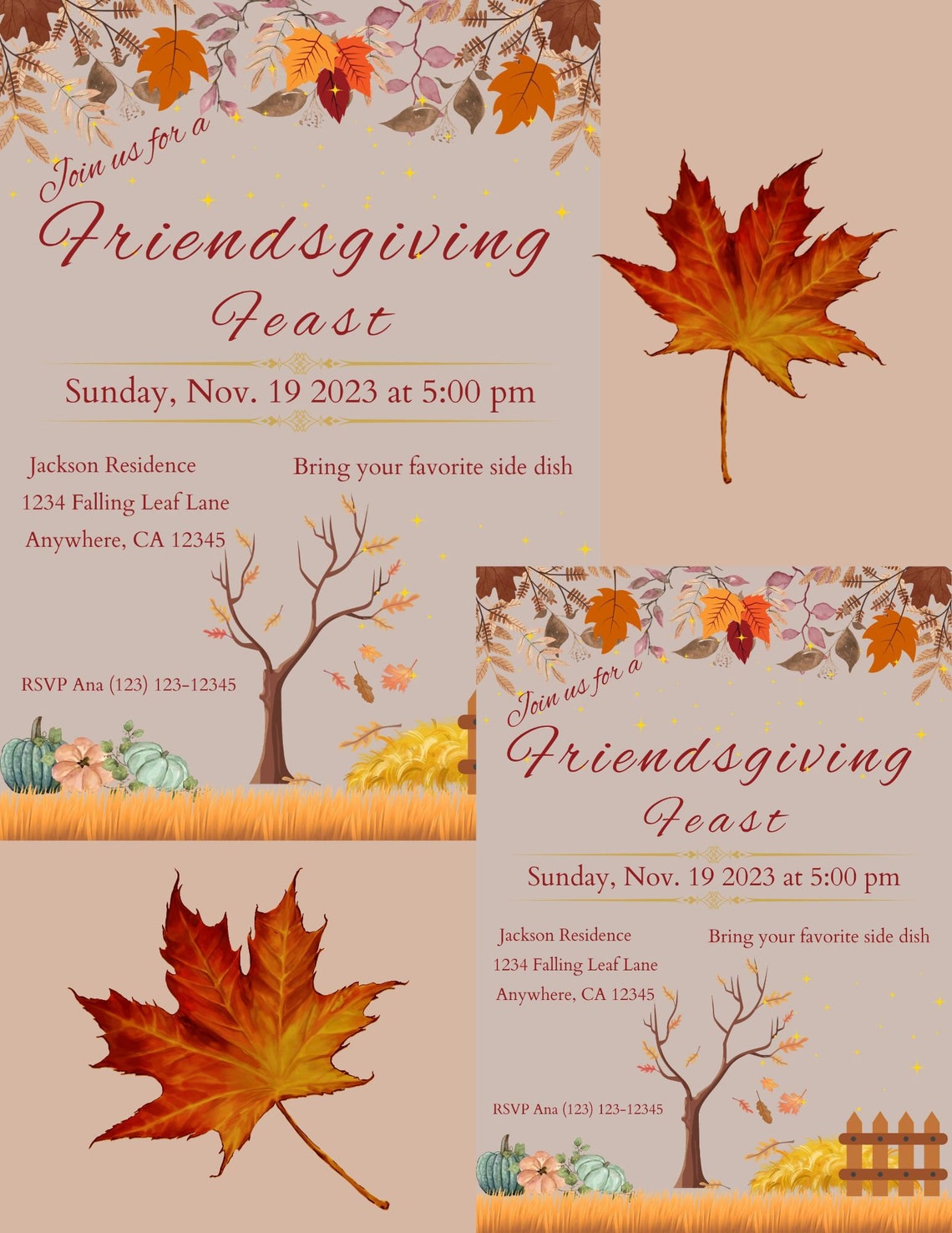 Friendsgiving Feast Editable Invitation, Friendsgiving Thanksgiving ...