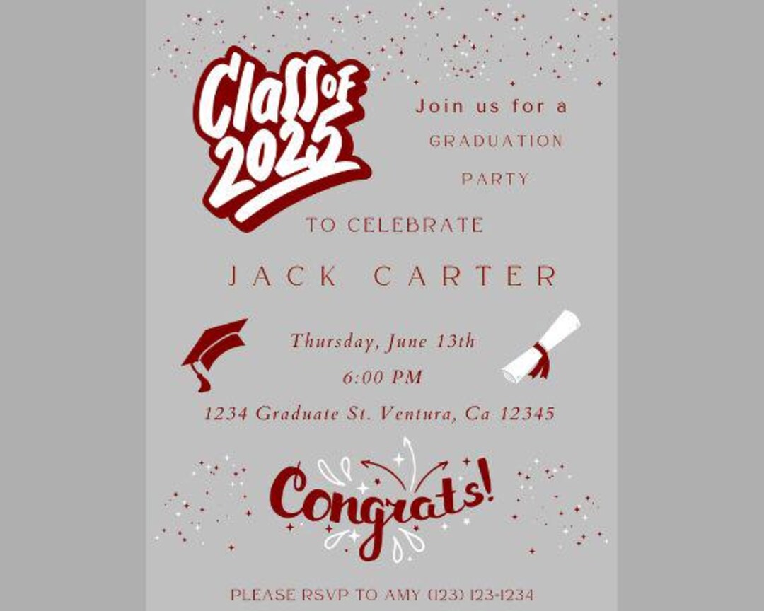 2025 Graduation Editable Invitation Template, Editable Graduation 2025 ...