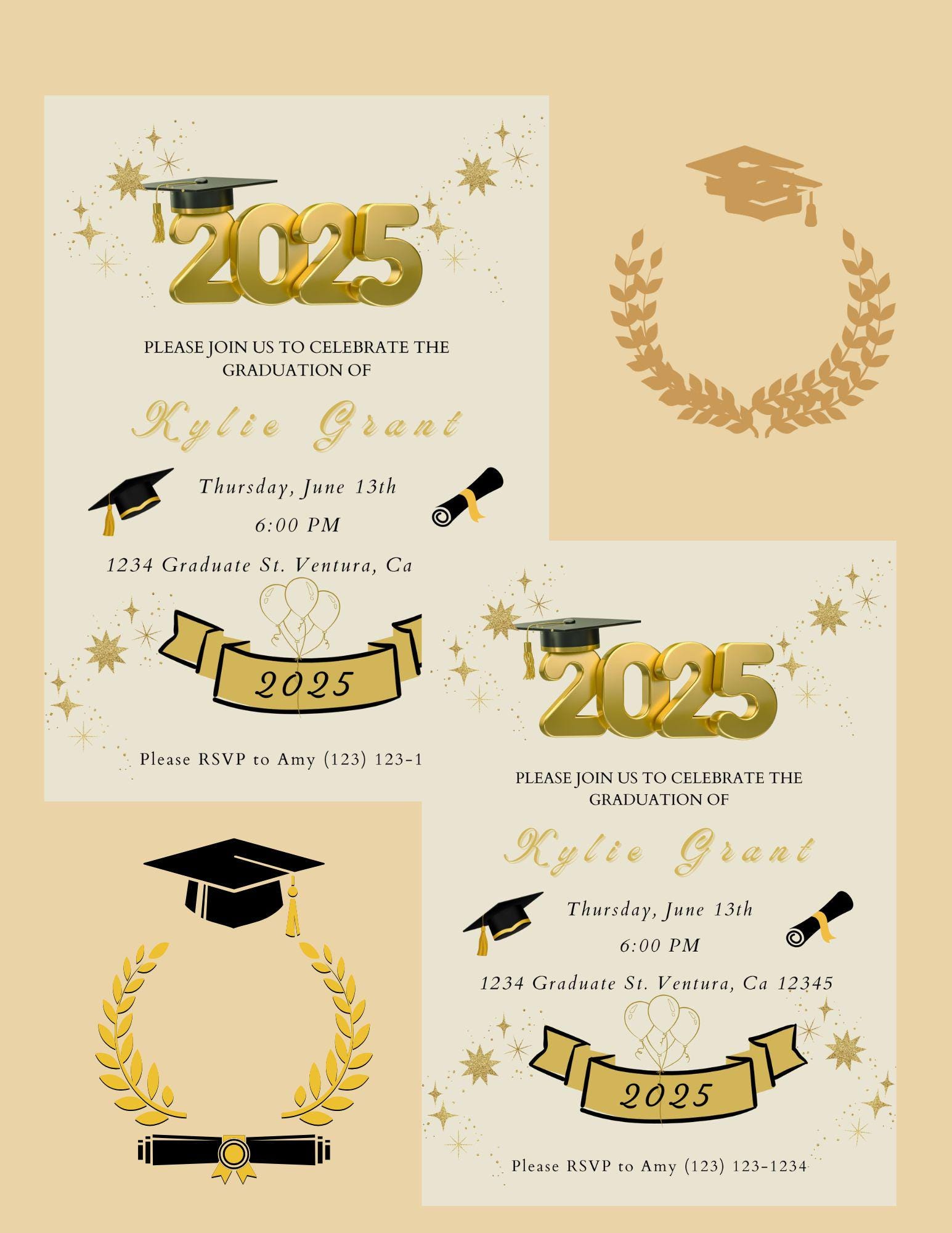 2025 Graduation Editable Invitation Template, Editable Graduation 2025 ...