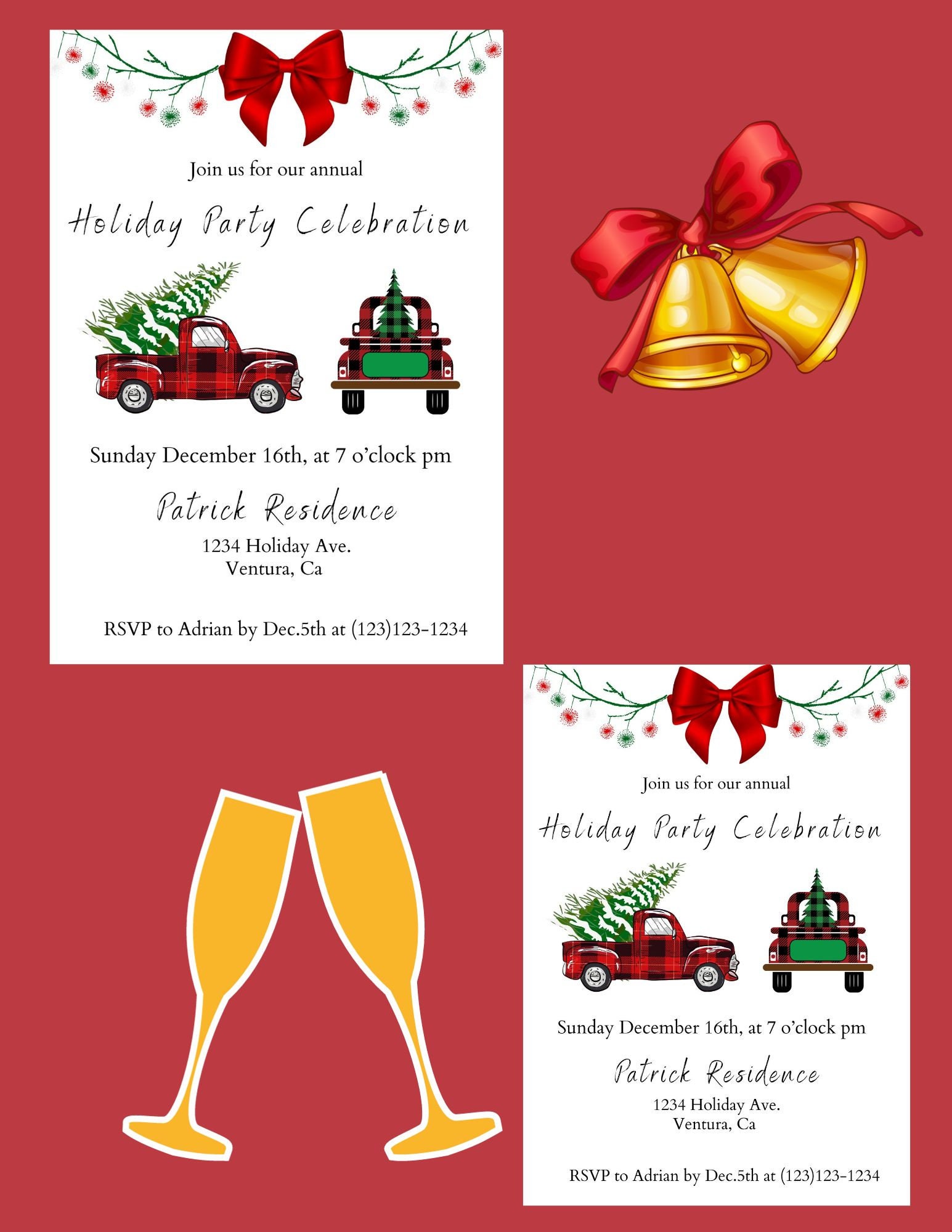 Holiday Celebration Party Editable Invitation Template, Christmas ...