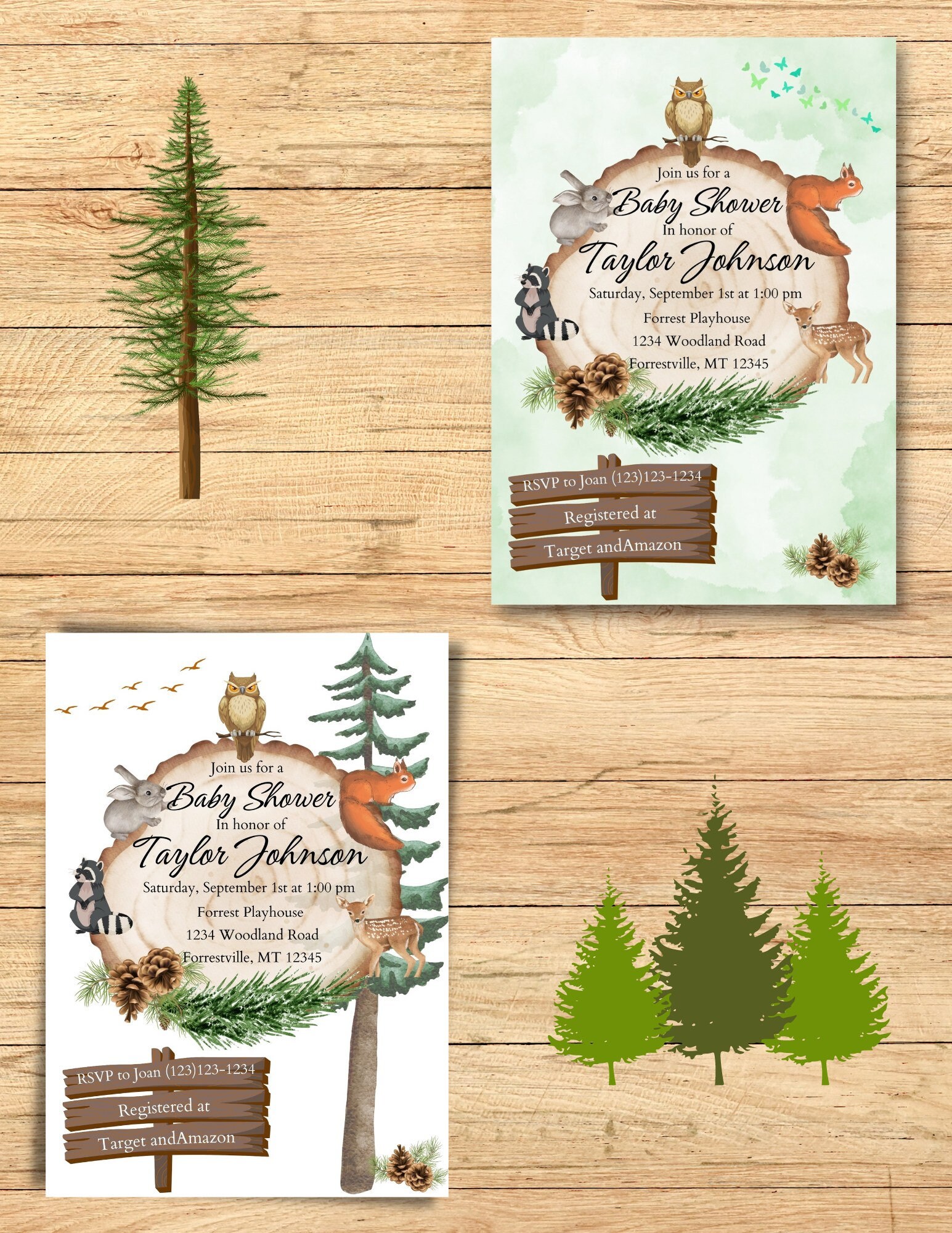 Baby Shower Woodland Forest Animals Invitation Template, Woodland ...