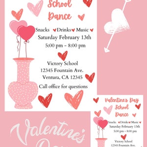 Valentine's Day School Dance Template, Valentine's Day Editable ...