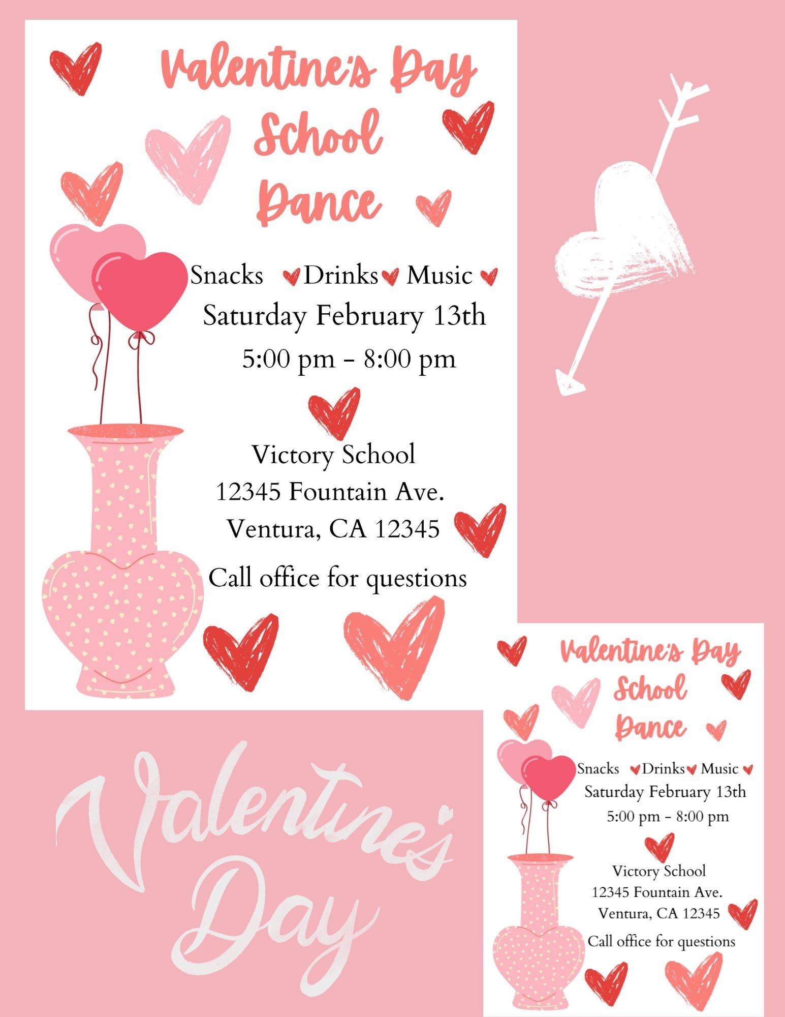 Valentine's Day School Dance Template, Valentine's Day Editable ...