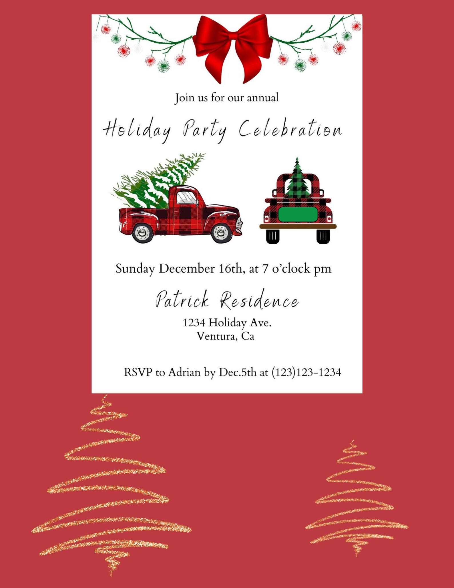 Holiday Celebration Party Editable Invitation Template, Christmas ...