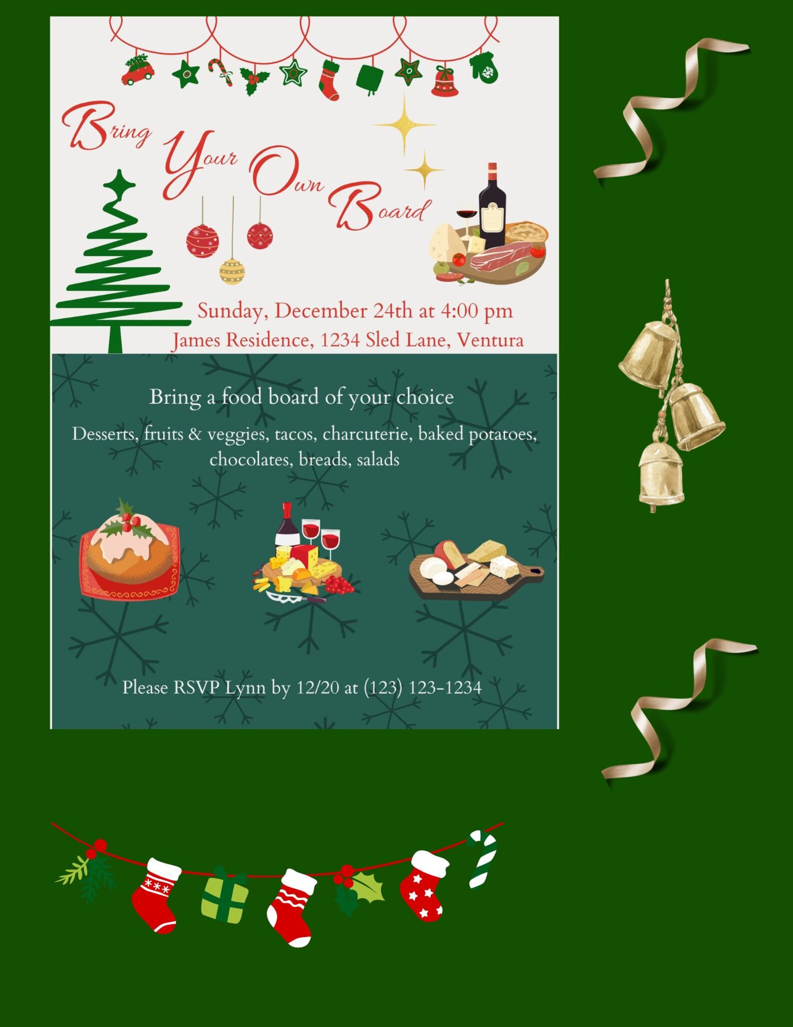 Holiday BYOB Bring Your Own Board Party Invitation Template, Holiday ...