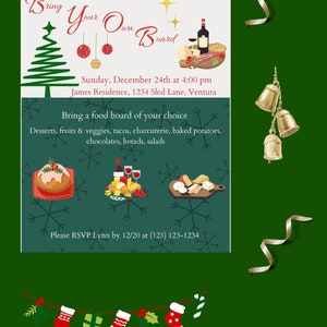 Holiday BYOB Bring Your Own Board Party Invitation Template, Holiday ...