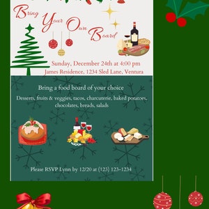 Holiday BYOB Bring Your Own Board Party Invitation Template, Holiday ...