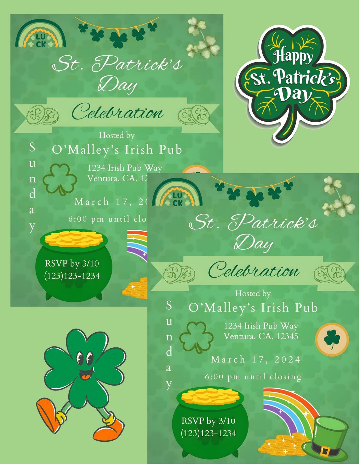 St. Patrick's Day Editable Invitation Template, Editable St. Patrick's ...