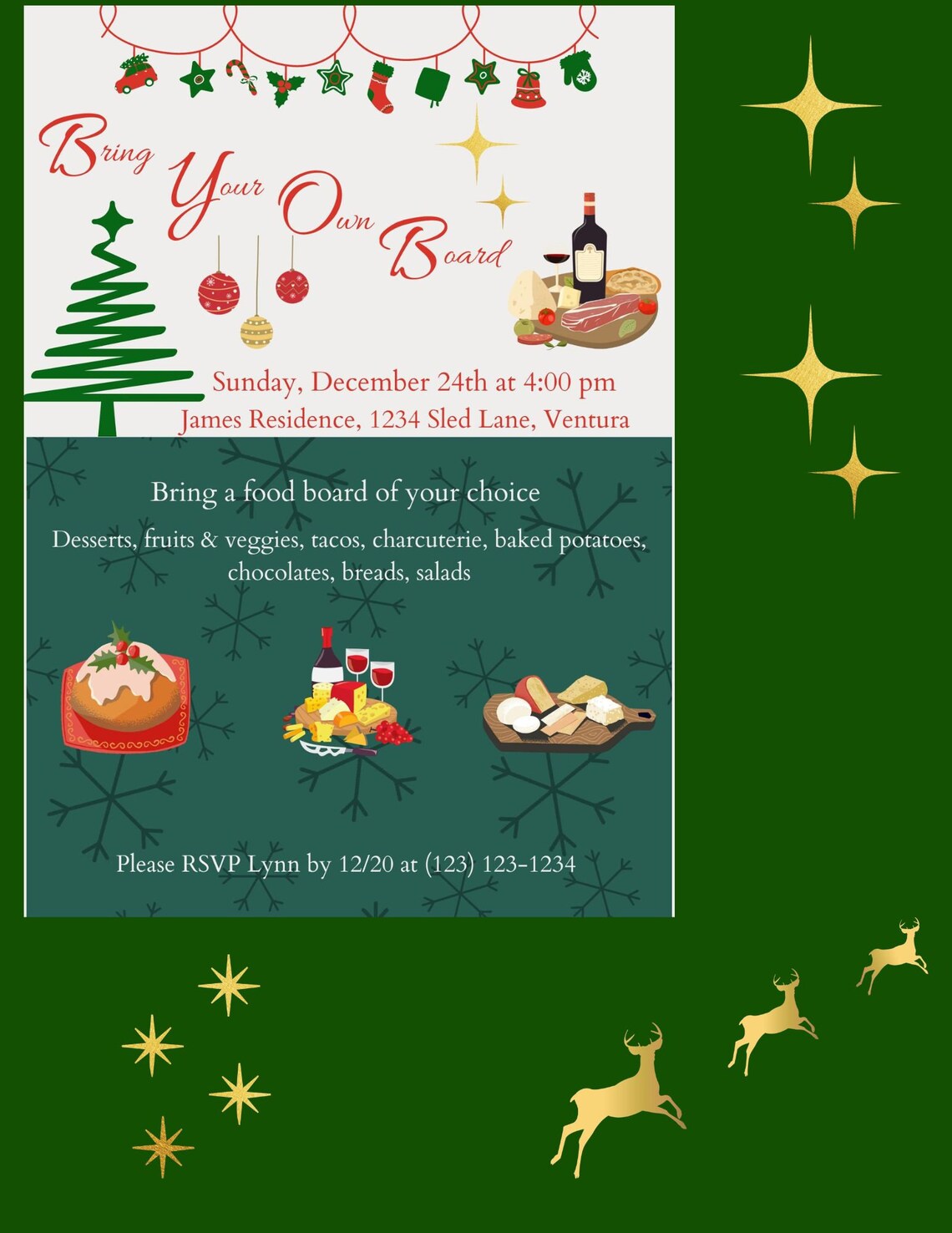 Holiday BYOB Bring Your Own Board Party Invitation Template, Holiday ...