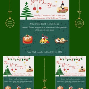 Holiday BYOB Bring Your Own Board Party Invitation Template, Holiday ...