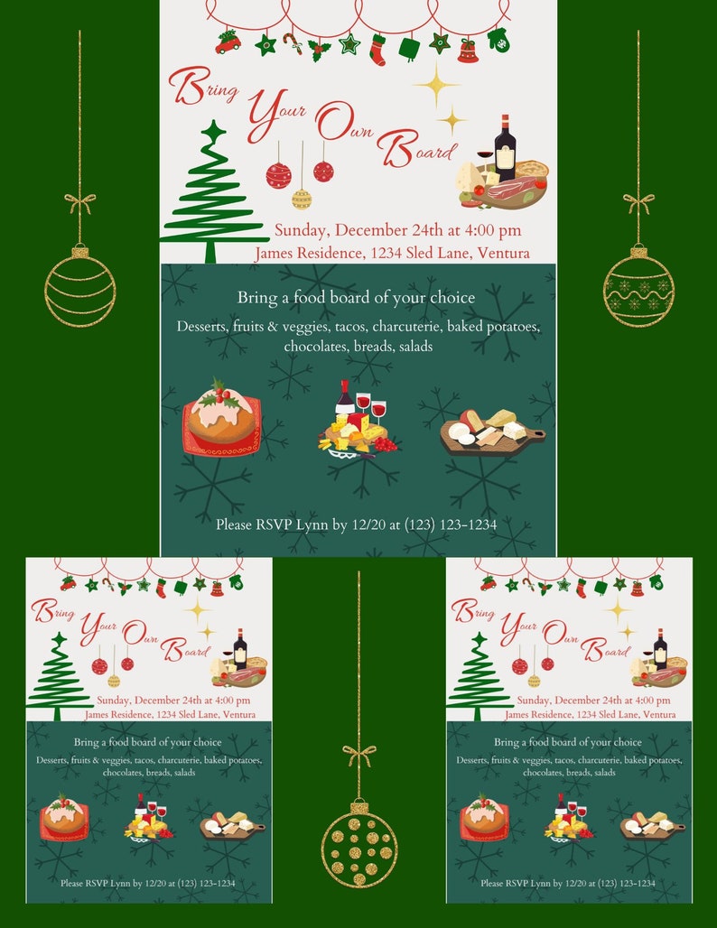 Holiday BYOB Bring Your Own Board Party Invitation Template, Holiday ...