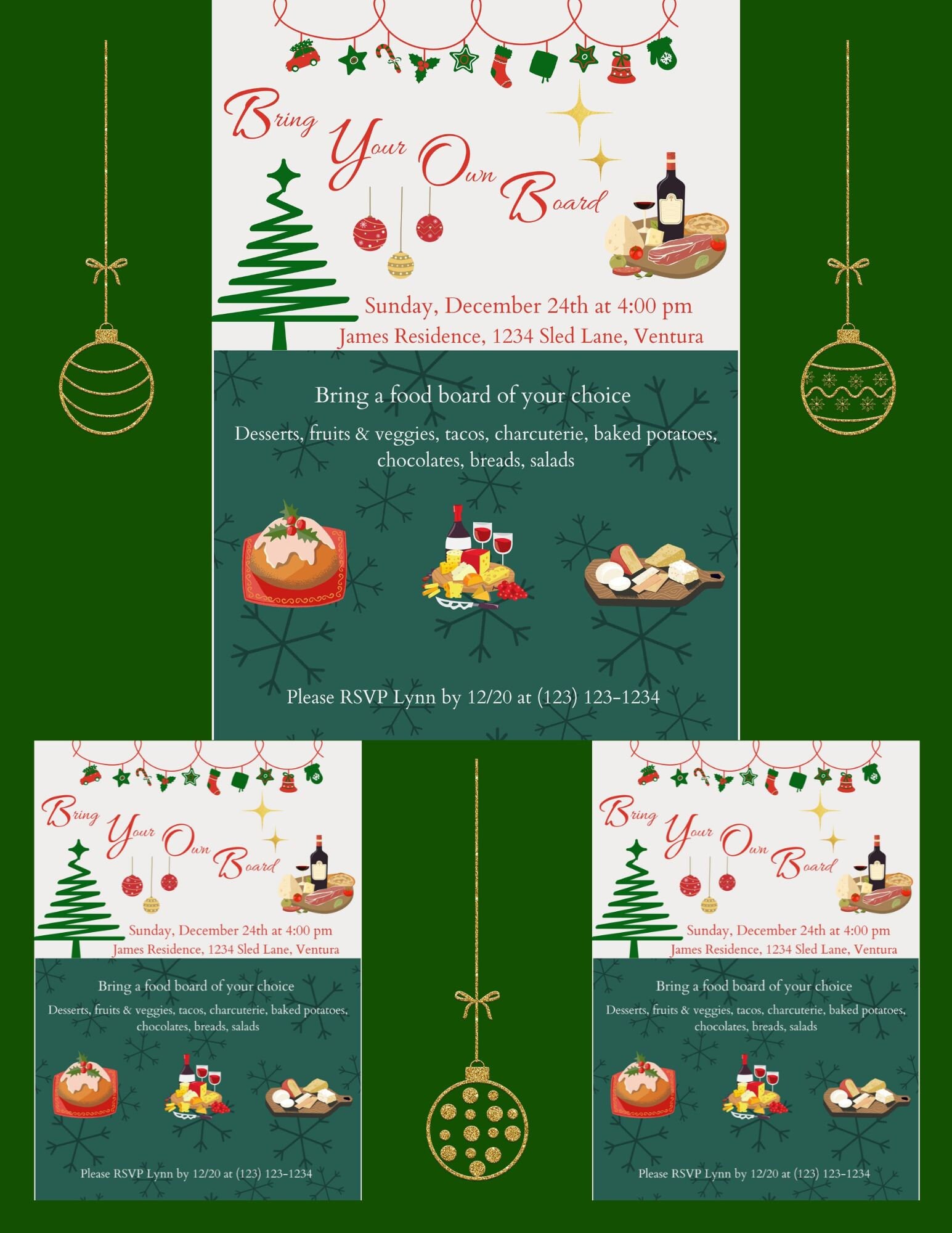 Holiday BYOB Bring Your Own Board Party Invitation Template, Holiday ...