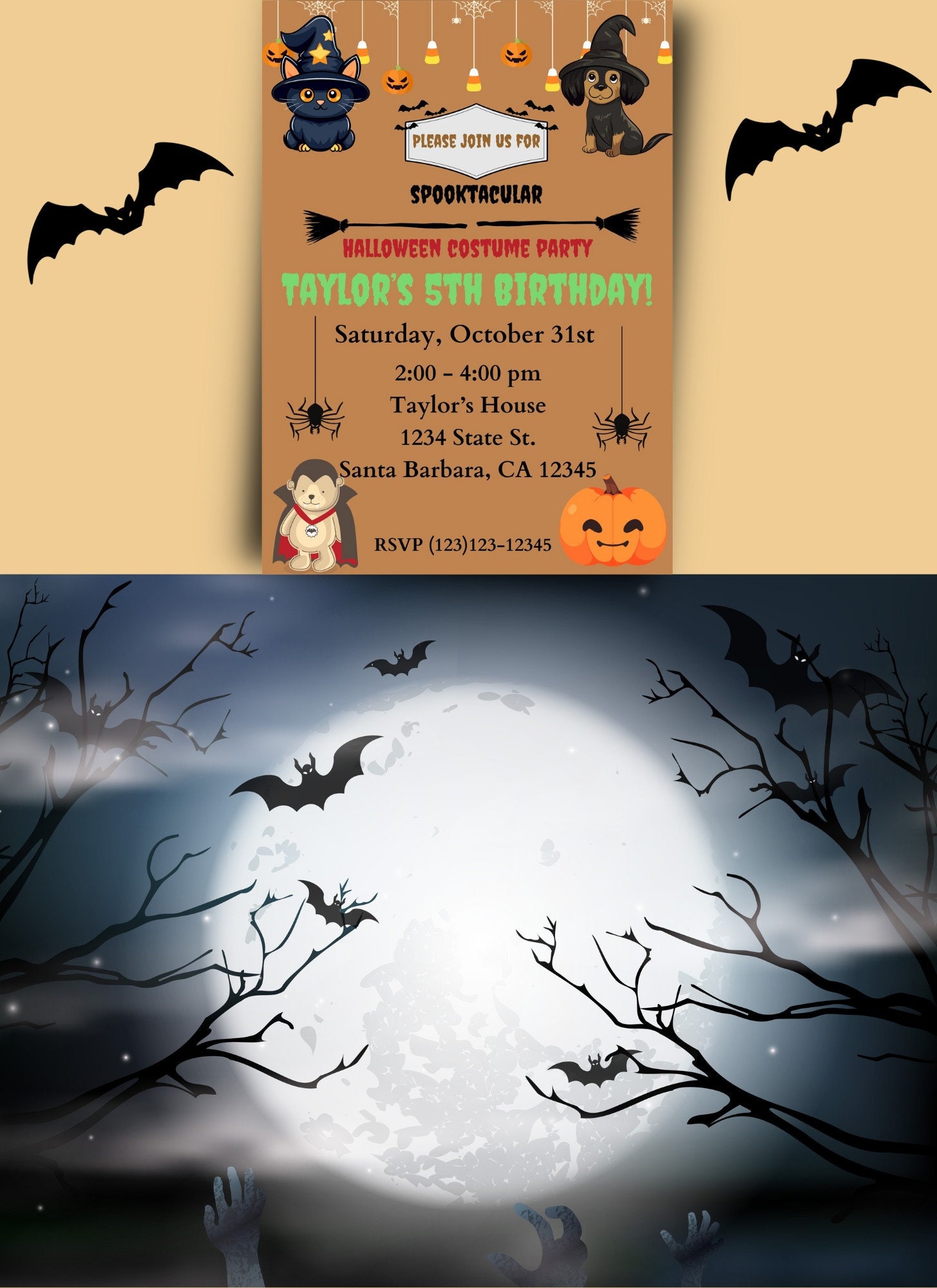 Halloween Kids Costume Birthday Party Invitation Template, Editable ...