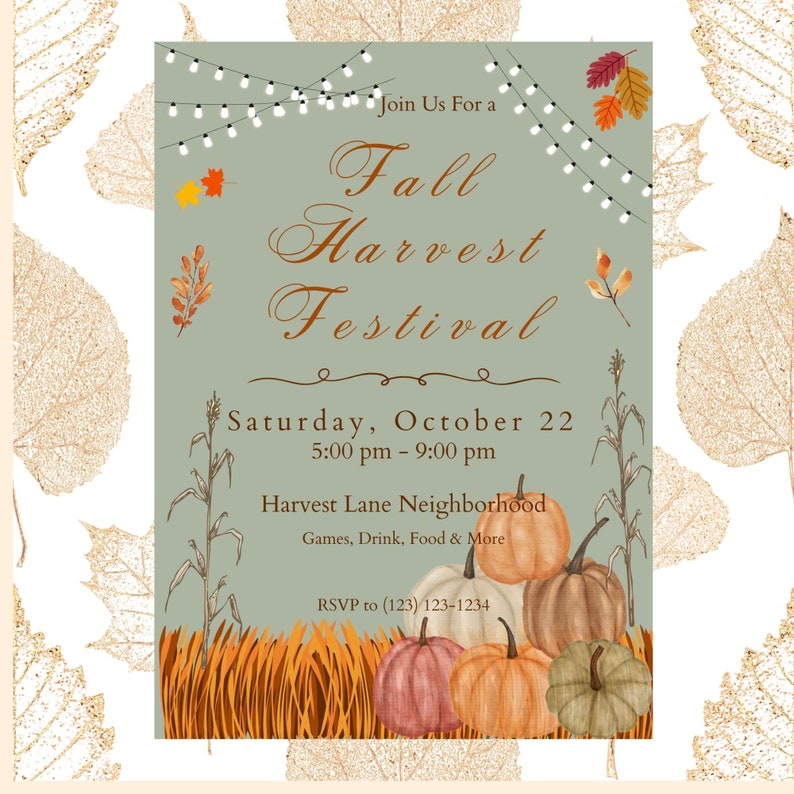 Fall Harvest Festival Invitation | Instant Download | Easy Canva ...