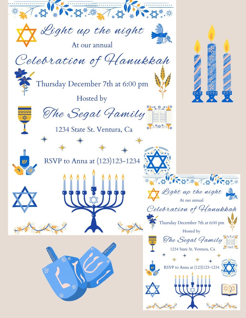 Editable Hanukkah Party Invitation Template (digital Download) - Etsy