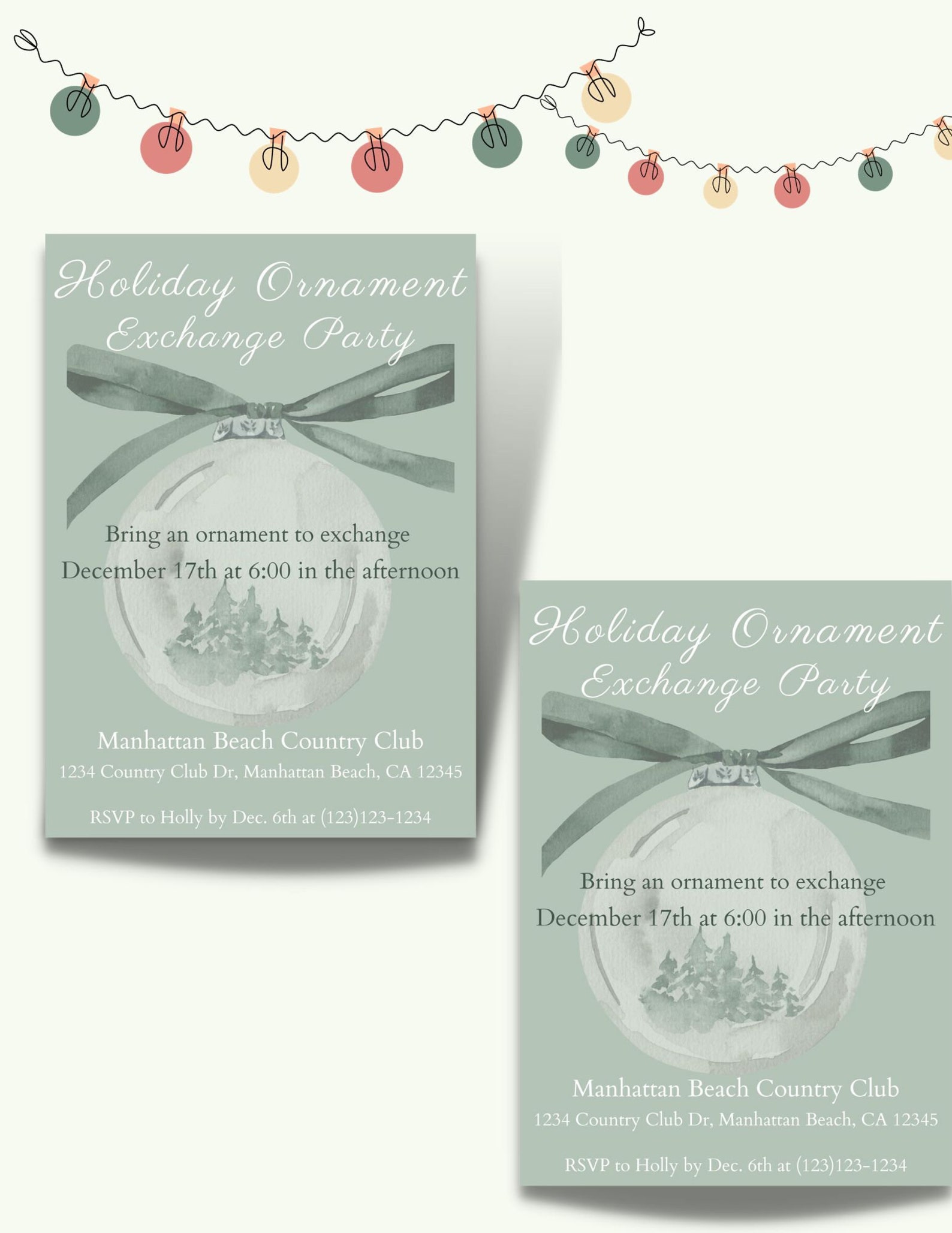 Christmas Ornament Exchange Party Invitation Editable Template, Holiday ...