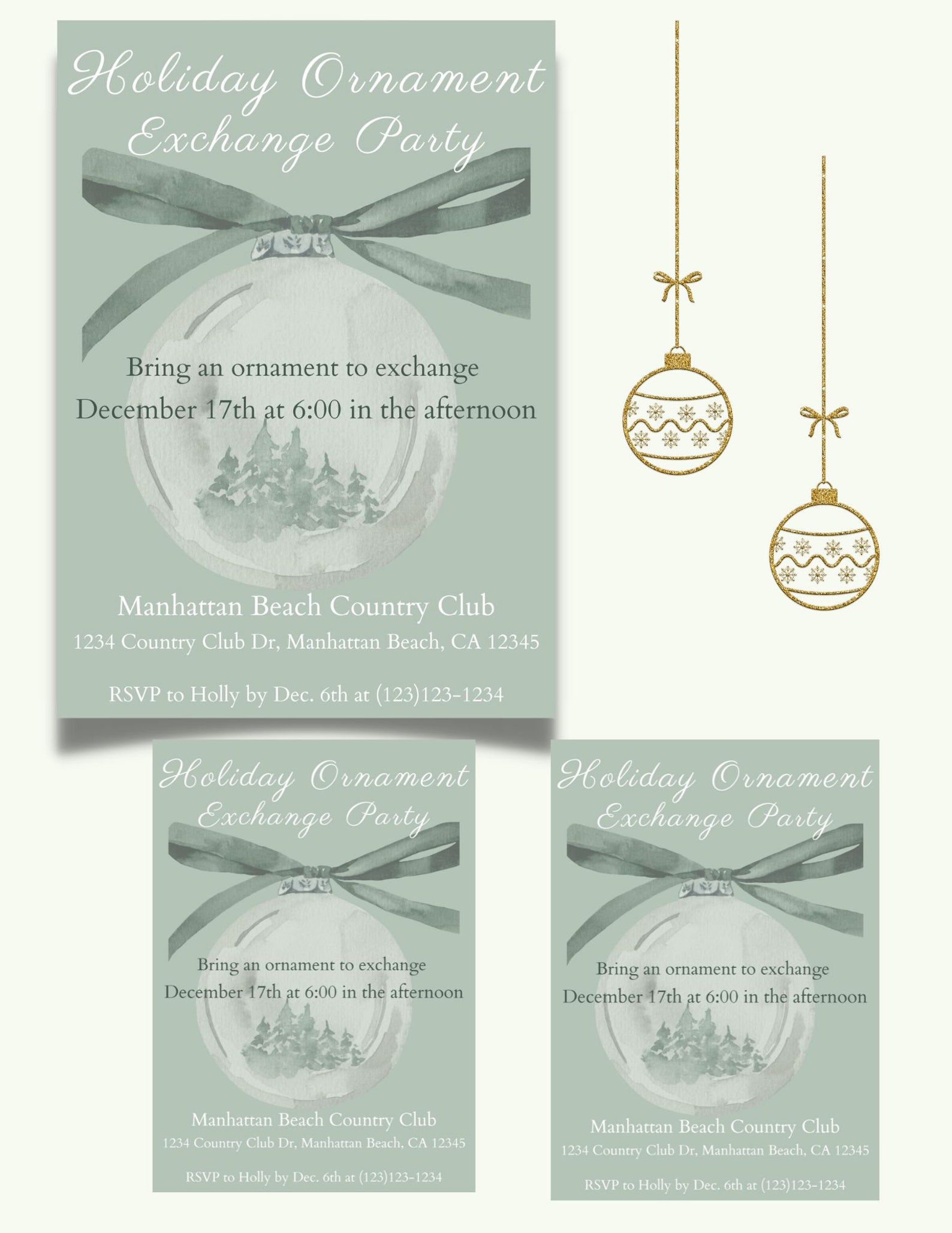 Christmas Ornament Exchange Invitation, Editable Holiday Party Template ...
