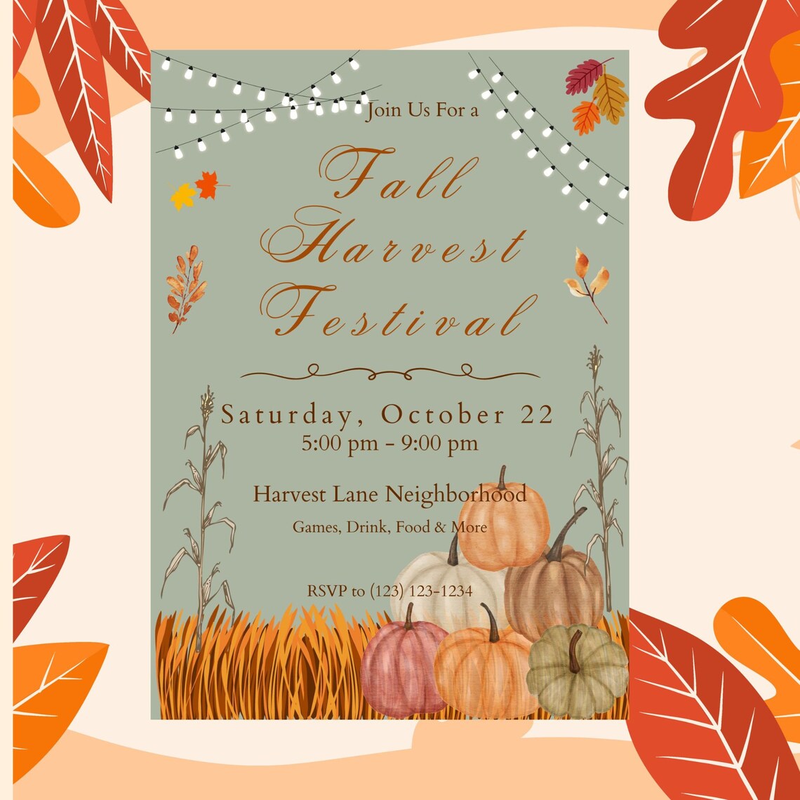 Fall Harvest Festival Invitation Template, Festival Fall Harvest ...