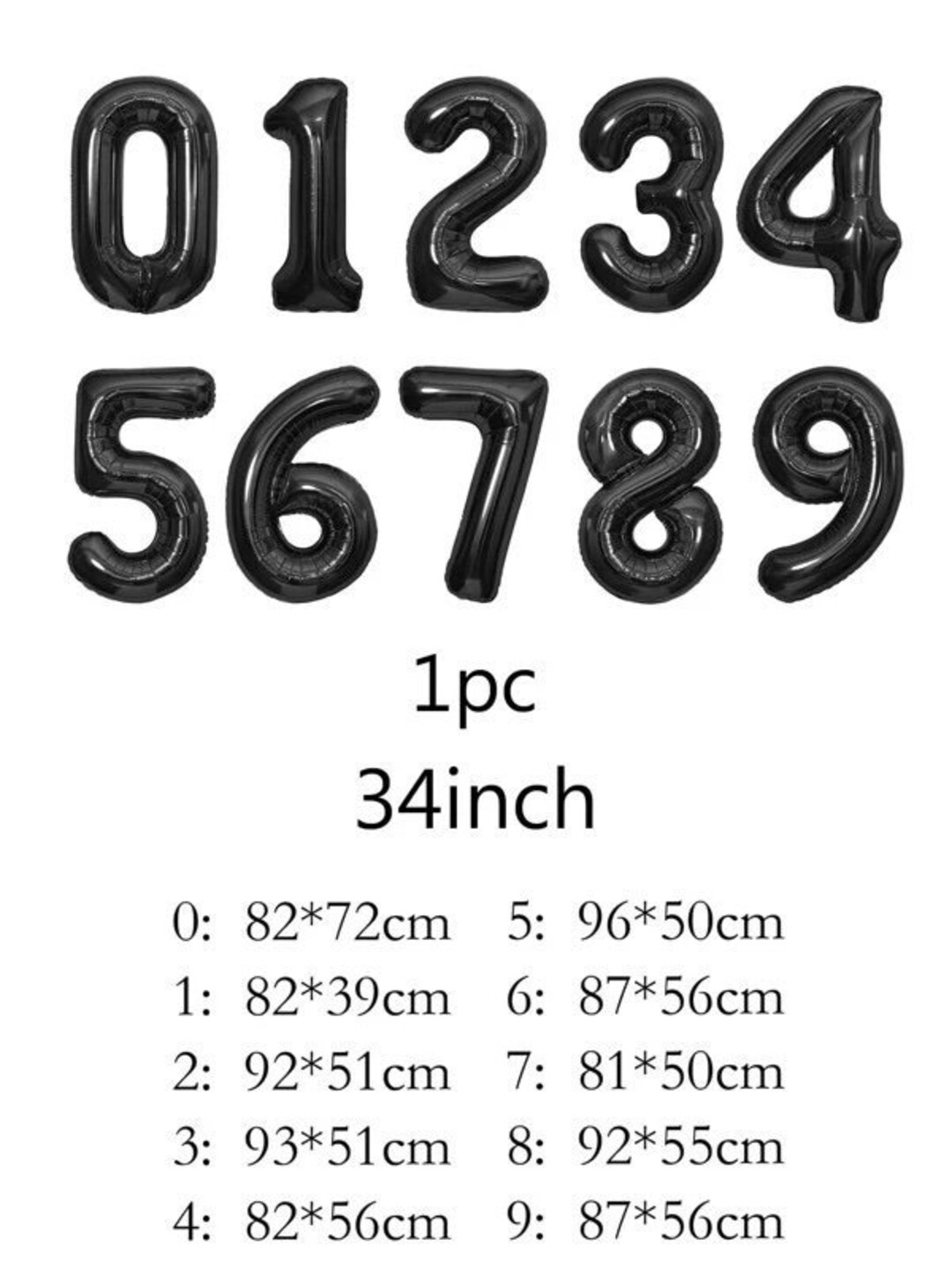 Mylar Number Balloon 34 Inch (black) - Etsy