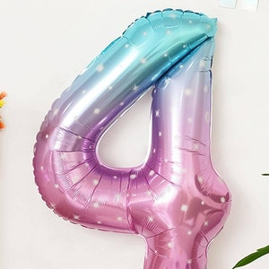 Mylar Number Balloon (blue, Purple and Pink Ombre) - Etsy