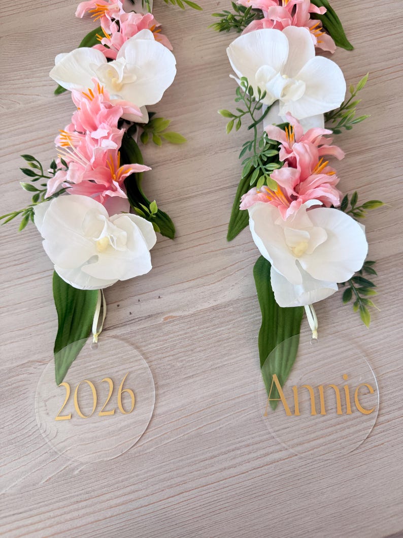 Personalized Graduation Lei | Floral Ribbon Garland | Custom Name ...