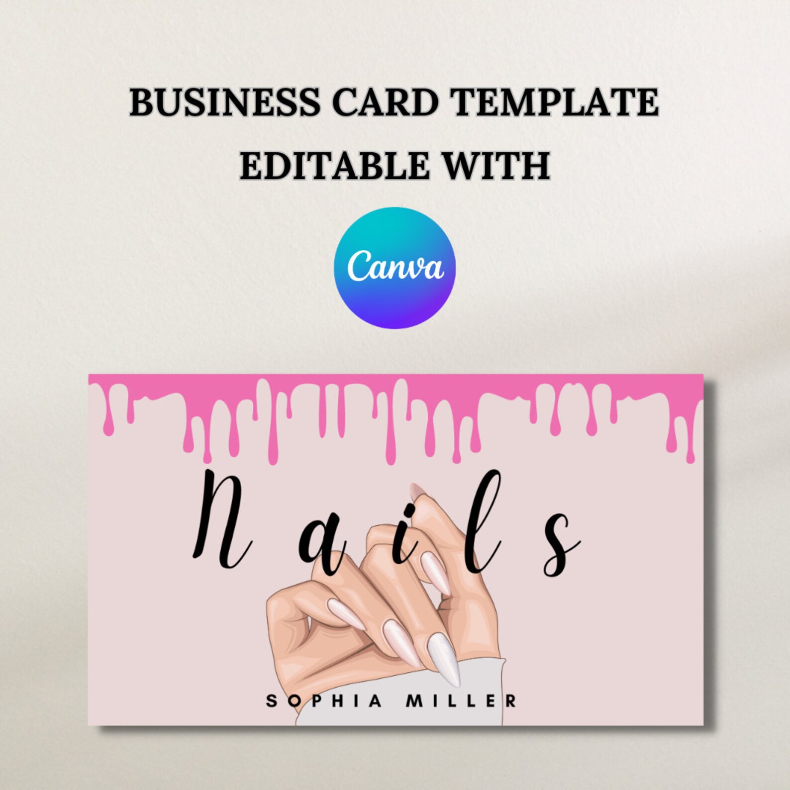 Nail Tech Business Card, Editable Nail Artist Business Card Template ...