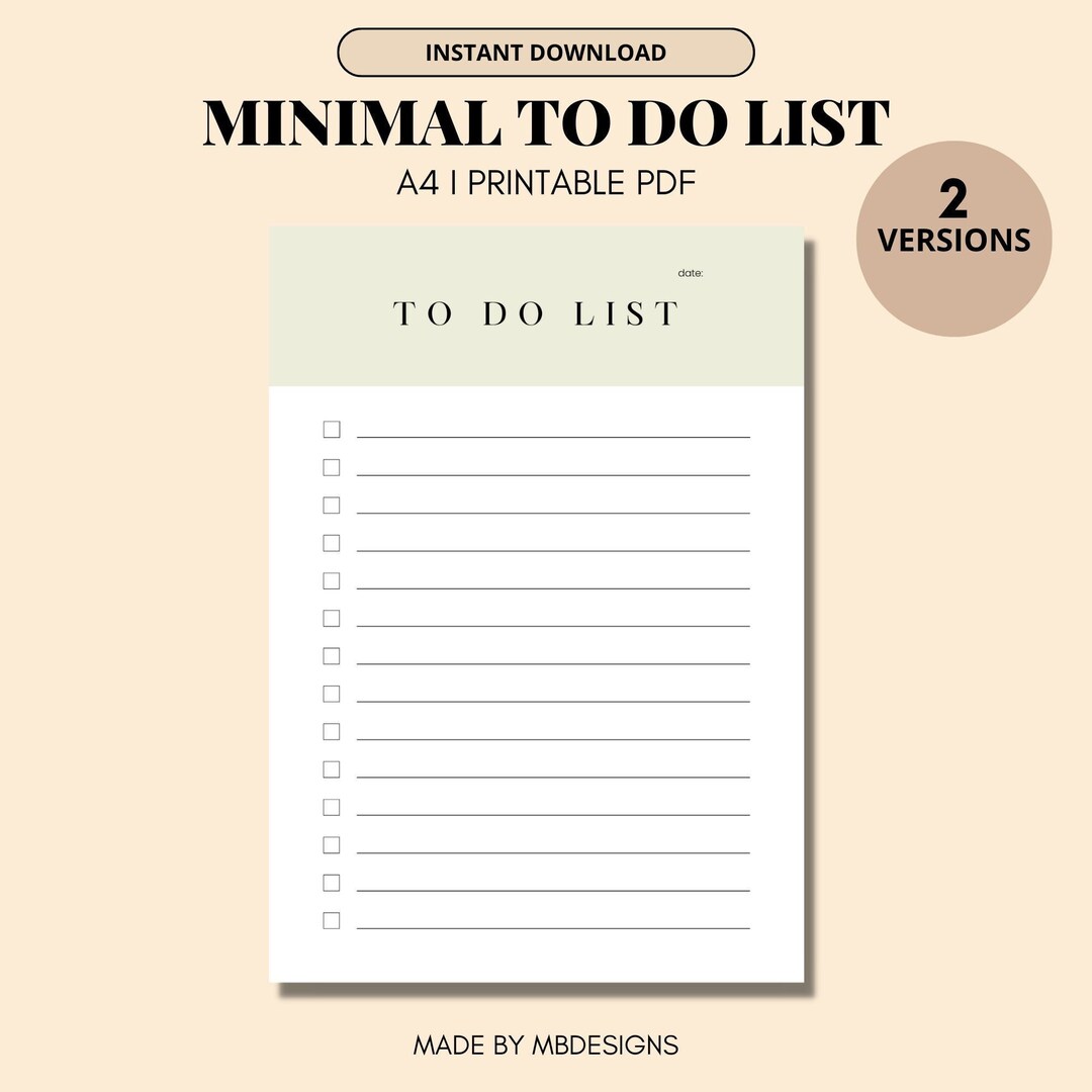 Simple to Do List, Printable to Do List, Minimalist, Productivity ...