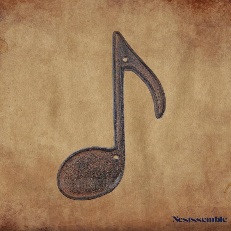 8th Musical Note Cast Iron Wall Decor Sign Music Studio Rustic Brown ...