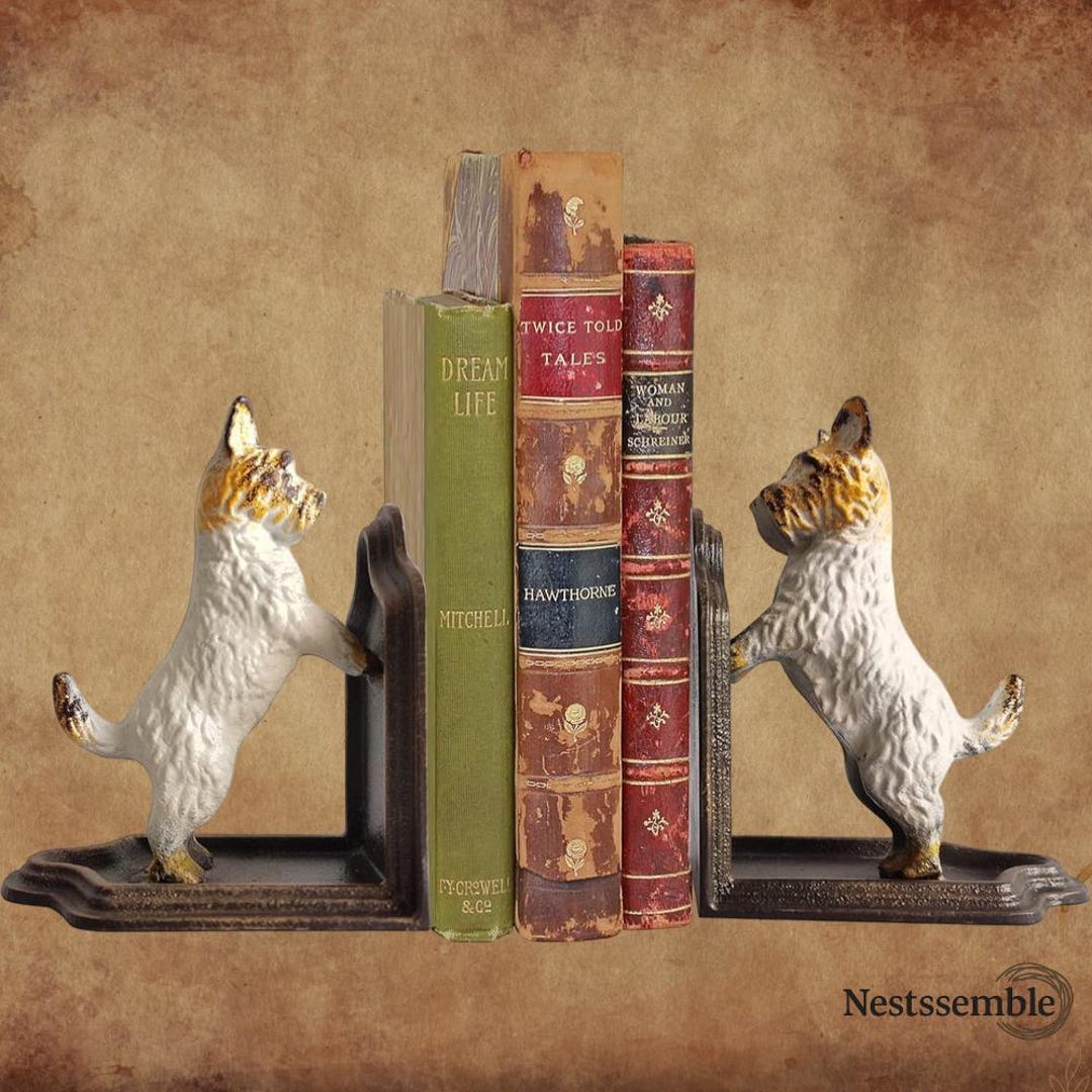Decorative Bookends - Cast Iron Dogs Sculptural Bookend Pair Heavy Duty ...