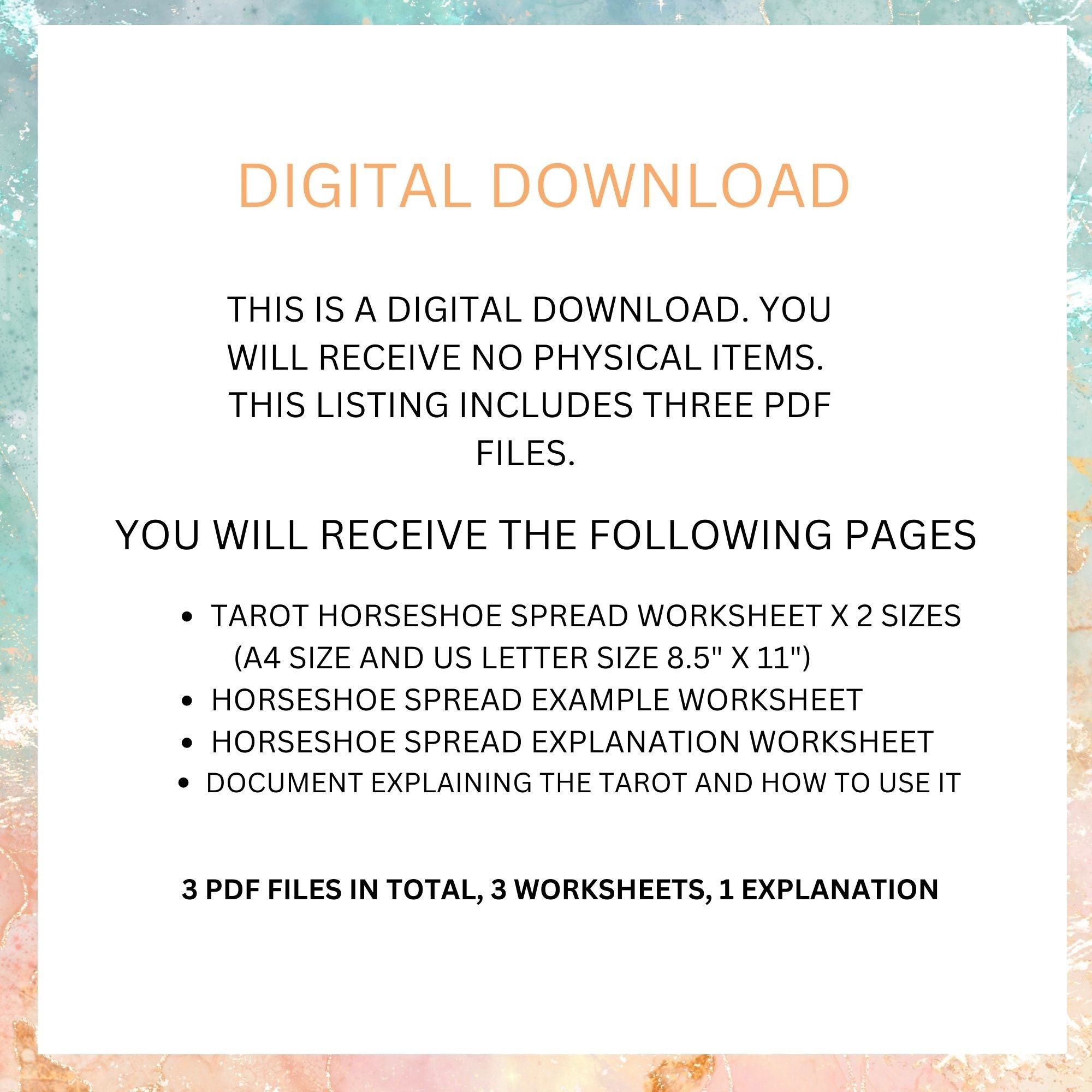 Horseshoe Tarot Spread Worksheet - Digital Download With Guide and ...