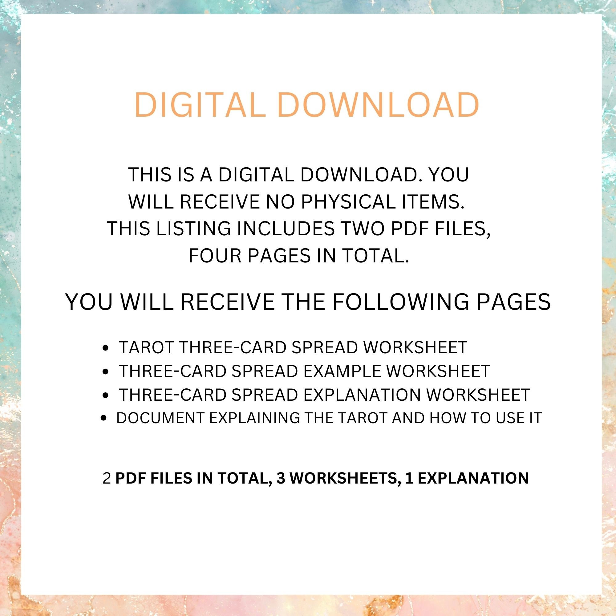 Tarot Three Card Spread With Examples, Descriptions and Worksheet for ...