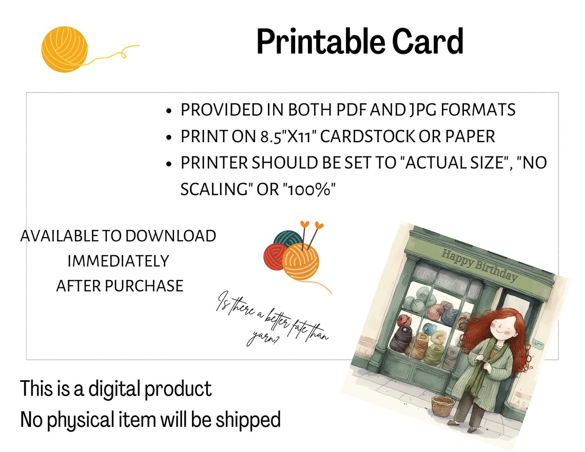 Yarn Lovers Happy Birthday Card Printable | Digital | is There a Better ...