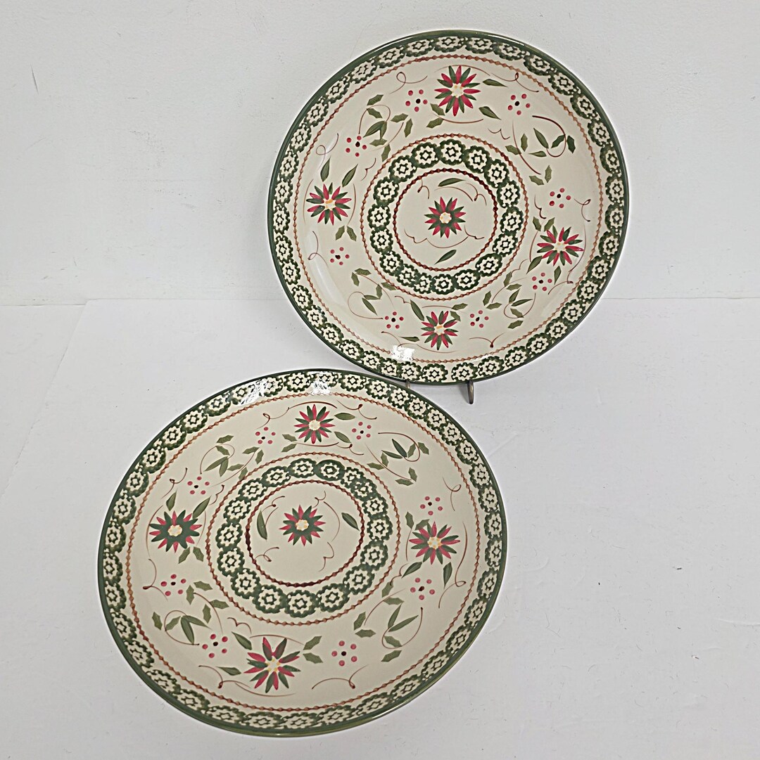 Vintage Set of 2 Temp-tations Old World Poinsettia Dinner Plates - Etsy