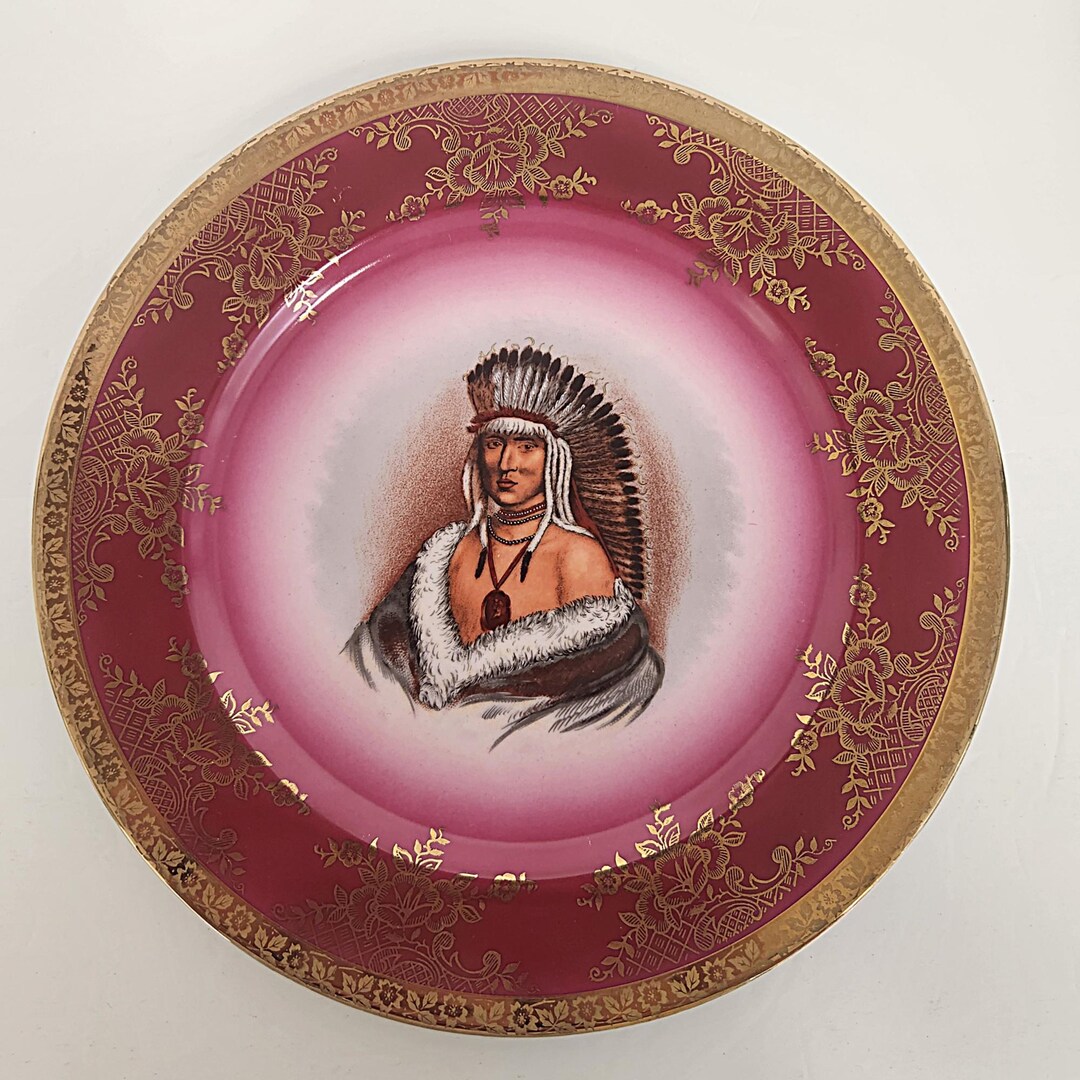 Vintage Turn of the Century Antique American Indian Chief China Plate ...