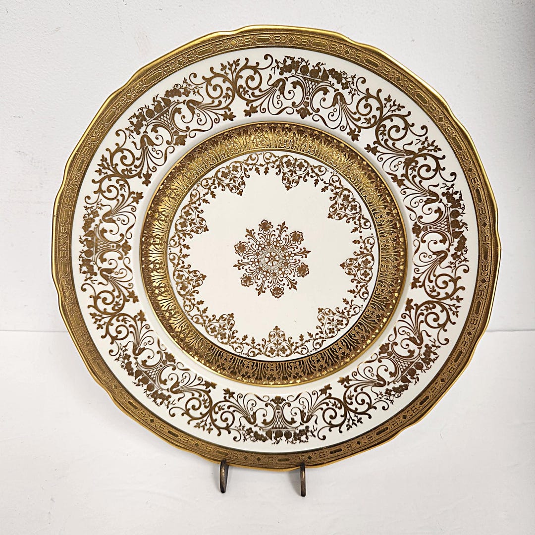 Vintage France Gold Trimmed 11 1/8 Inch Decorative Dinner Plate - Etsy