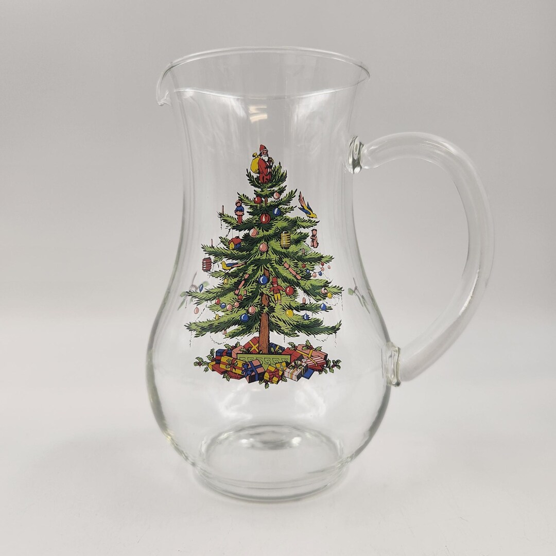 Vintage Spode Christmas Tree Pattern Clear Glass Water - Iced Tea ...